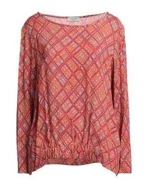 Rosso35 Geometric-print Crepe Top - Tomato Red
