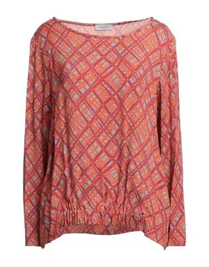 Rosso35 Geometric-print Crepe Top - Tomato Red
