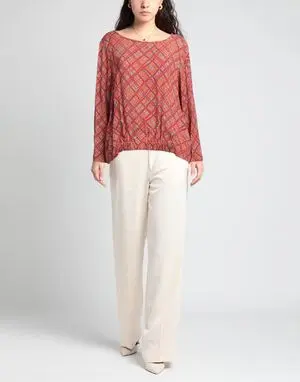 Rosso35 Geometric-print Crepe Top - Tomato Red