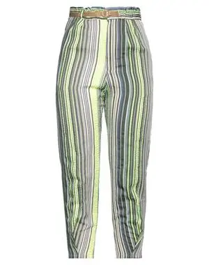 WHITE SAND Striped Tapered Trousers - Green