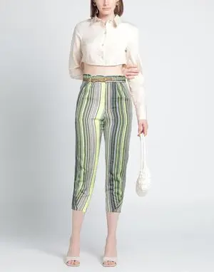 WHITE SAND Striped Tapered Trousers - Green