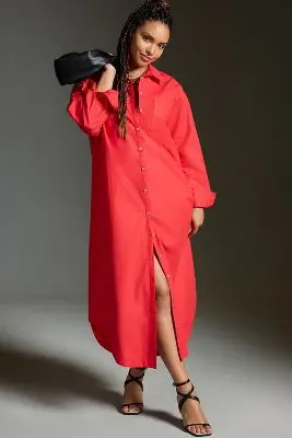 Maeve The Soren Long-Sleeve Shirt Dress Red