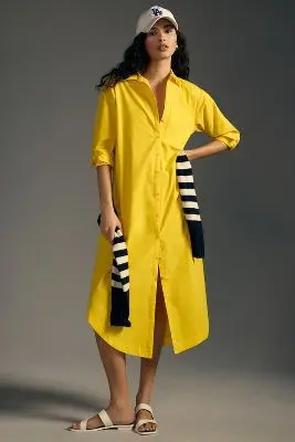 Maeve The Soren Long-Sleeve Shirt Dress Yellow