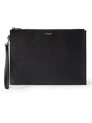 Saint Laurent Pebble-grain Leather Pouch - Black