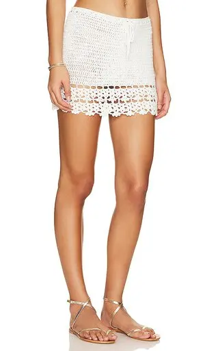 MORE TO COME Elliana Crochet Mini Skirt - White