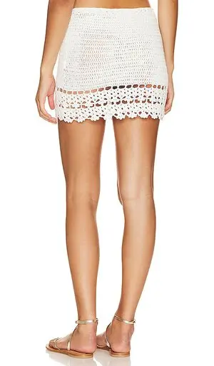 MORE TO COME Elliana Crochet Mini Skirt - White