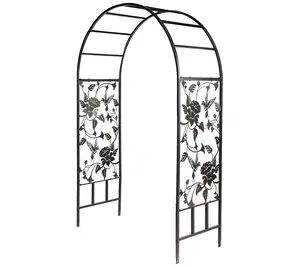 EVERGREEN Metal Arched Hummingbird Garden Arbor - One-color
