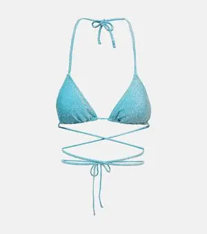 REINA OLGA Miami Lurex® Triangle Bikini Top - Blue