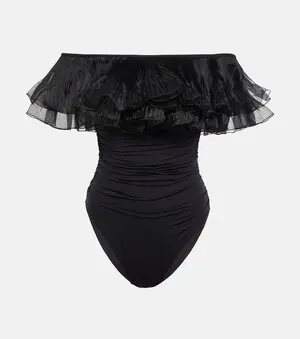 Giambattista Valli Ruffle-trimmed Swimsuit - Black