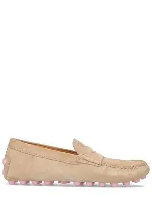 TOD'S TOD'S 10mm Gommino Macro Suede Loafers - Beige