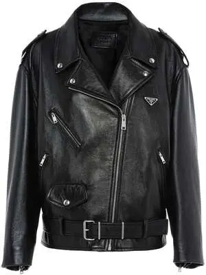 Prada Triangle-plaque Leather Jacket