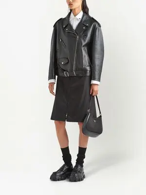 Prada Triangle-plaque Leather Jacket