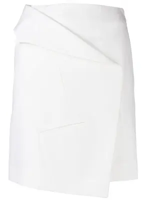 Alexander McQueen Asymmetric Wool Miniskirt - White