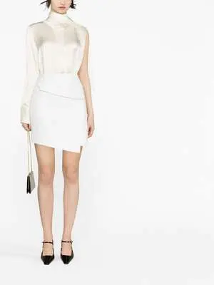 Alexander McQueen Asymmetric Wool Miniskirt - White