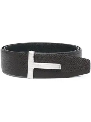 TOM FORD Logo-plaque Leather Belt - Brown