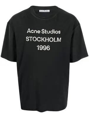 Acne Studios Graphic Print Cotton-hemp Blend T-shirt - Black