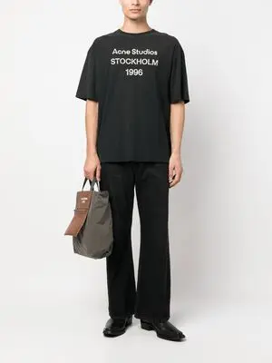 Acne Studios Graphic Print Cotton-hemp Blend T-shirt - Black