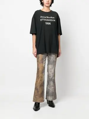 Acne Studios Graphic Print Cotton-hemp Blend T-shirt - Black