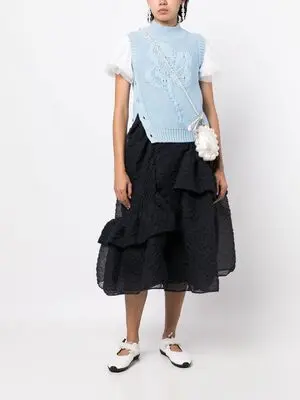 Cecilie Bahnsen Textured Tiered Midi Skirt
