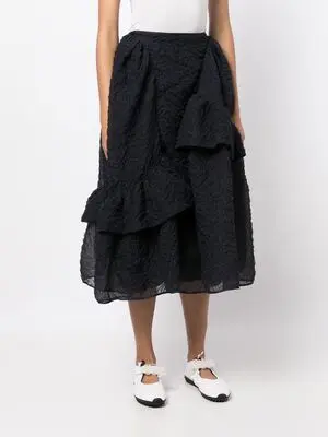 Cecilie Bahnsen Textured Tiered Midi Skirt