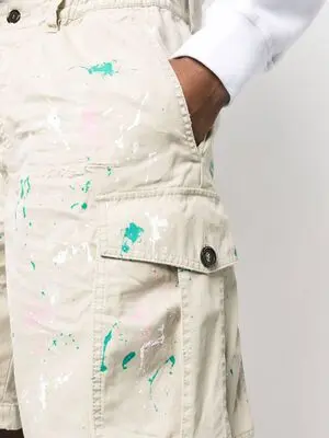 Dsquared2 Paint Splatter Cargo Shorts