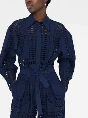 Alberta Ferretti Broderie Anglaise Belted Jumpsuit