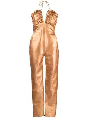 Zeynep Arçay Ruched-bodice Jumpsuit - Gold