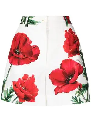 Dolce & Gabbana Floral-print Tailored Shorts - White