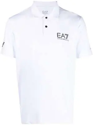 EA7 Logo-print Polo Shirt - White