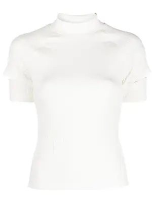 Helmut Lang Ribbed Cut-out Top - White
