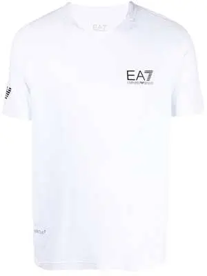 EA7 Logo-print Cotton T-shirt - White