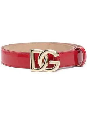 Dolce & Gabbana Logo-plaque Patent Belt - Red