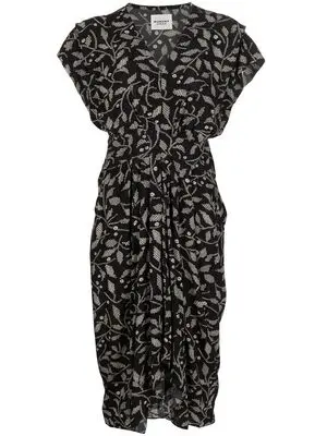 MARANT ETOILE Almeya Pattern-print Midi Dress - Black