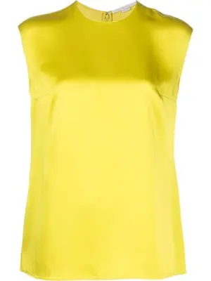 Stella McCartney Satin-finish Sleeveless Blouse - Yellow
