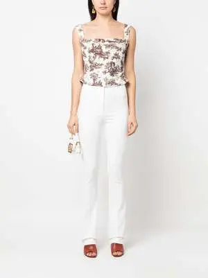 Patrizia Pepe Cotton-blend Mid-rise Skinny Cut Bootleg Trousers - White