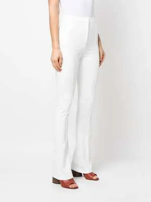Patrizia Pepe Cotton-blend Mid-rise Skinny Cut Bootleg Trousers - White