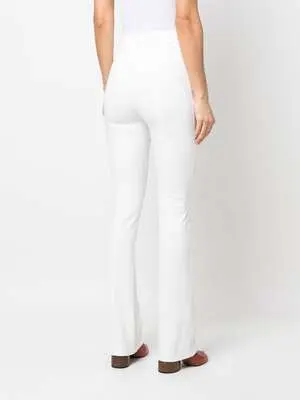 Patrizia Pepe Cotton-blend Mid-rise Skinny Cut Bootleg Trousers - White