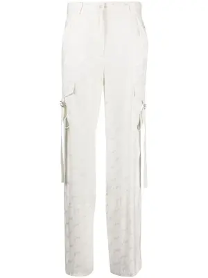 BLUGIRL Straight-leg Logo-print Trousers - Neutrals