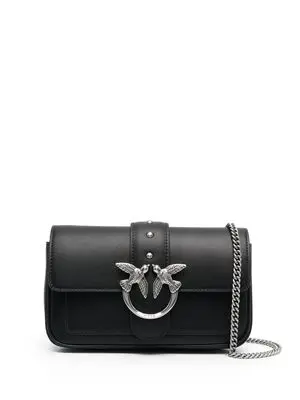 Pinko Love Birds Diamond Cut Buckle Small Crossbody Bag - Black