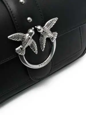 Pinko Love Birds Diamond Cut Buckle Small Crossbody Bag - Black
