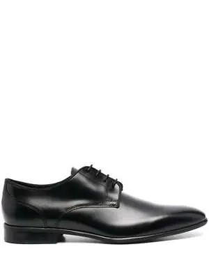 Corneliani Almond-toe Leather Derby Shoes - Black