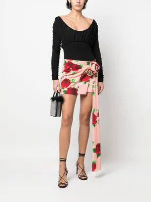 Magda Butrym Rose-print Draped Miniskirt - Pink