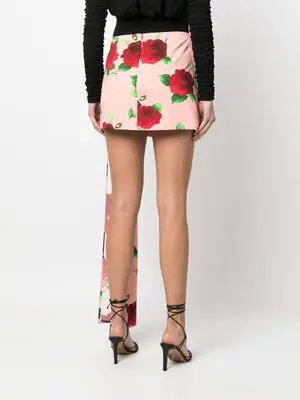 Magda Butrym Rose-print Draped Miniskirt - Pink
