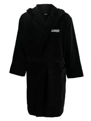 Dsquared2 Logo-detail Hooded Bathrobe - Black