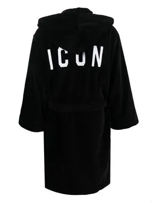 Dsquared2 Logo-detail Hooded Bathrobe - Black