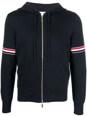 Thom Browne Striped Zip-up Hoodie - Blue