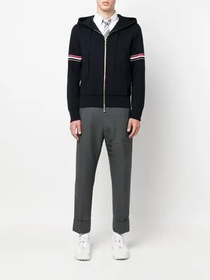 Thom Browne Striped Zip-up Hoodie - Blue