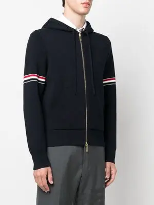 Thom Browne Striped Zip-up Hoodie - Blue