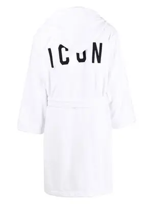 Dsquared2 Logo-detail Hooded Bathrobe - White