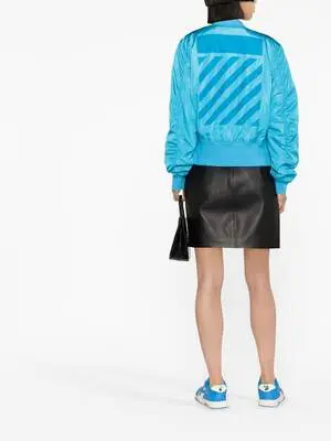 Off-White Diag-stripe Print Bomber Jacket - Blue